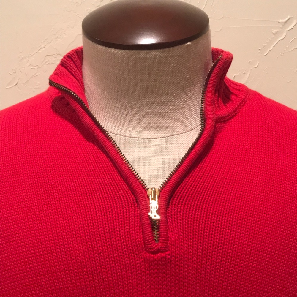 Lauren Ralph Lauren Red Quarter Zip Sweater Womens - Gem